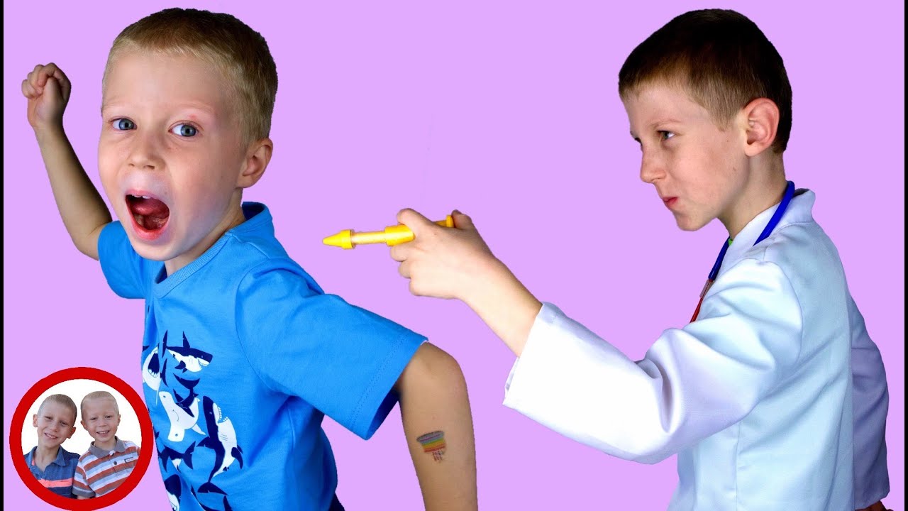 Doctor set toys | Difficult patient | Mike and Jake pretend play with ...