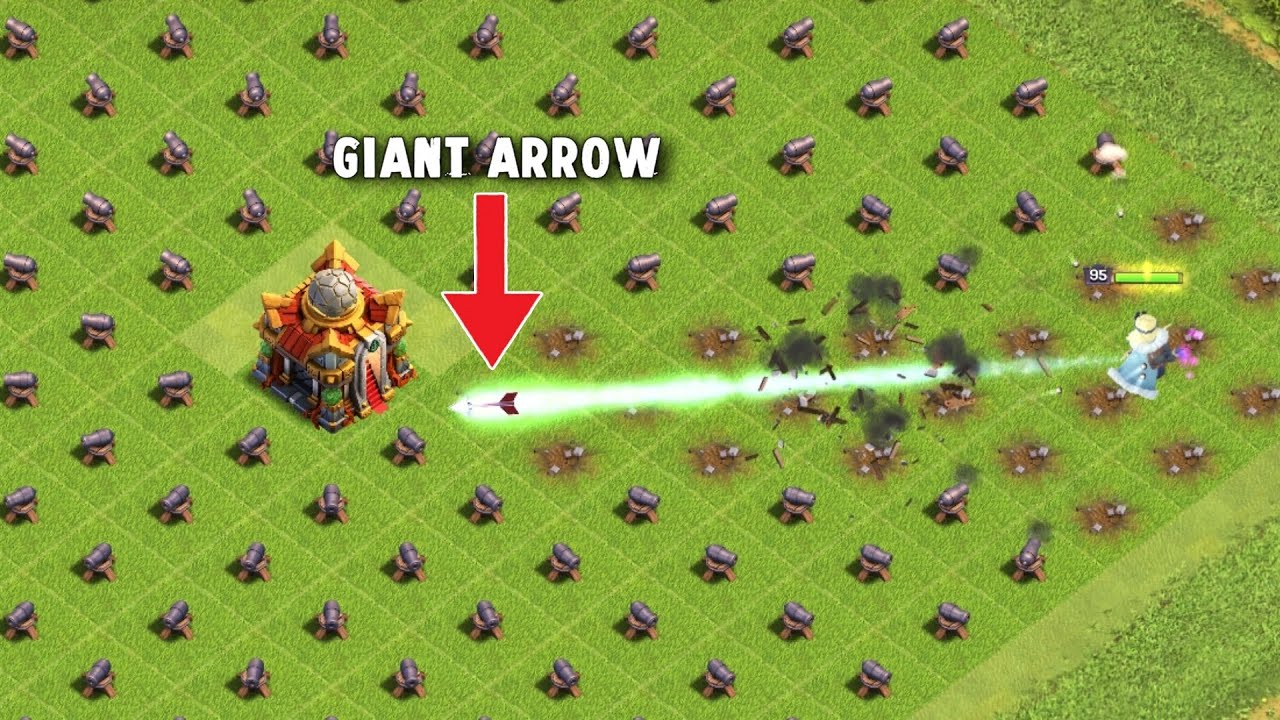 Giant Arrow Queen ability VS Level 1 Cannon Base | Clashofclans - YouTube