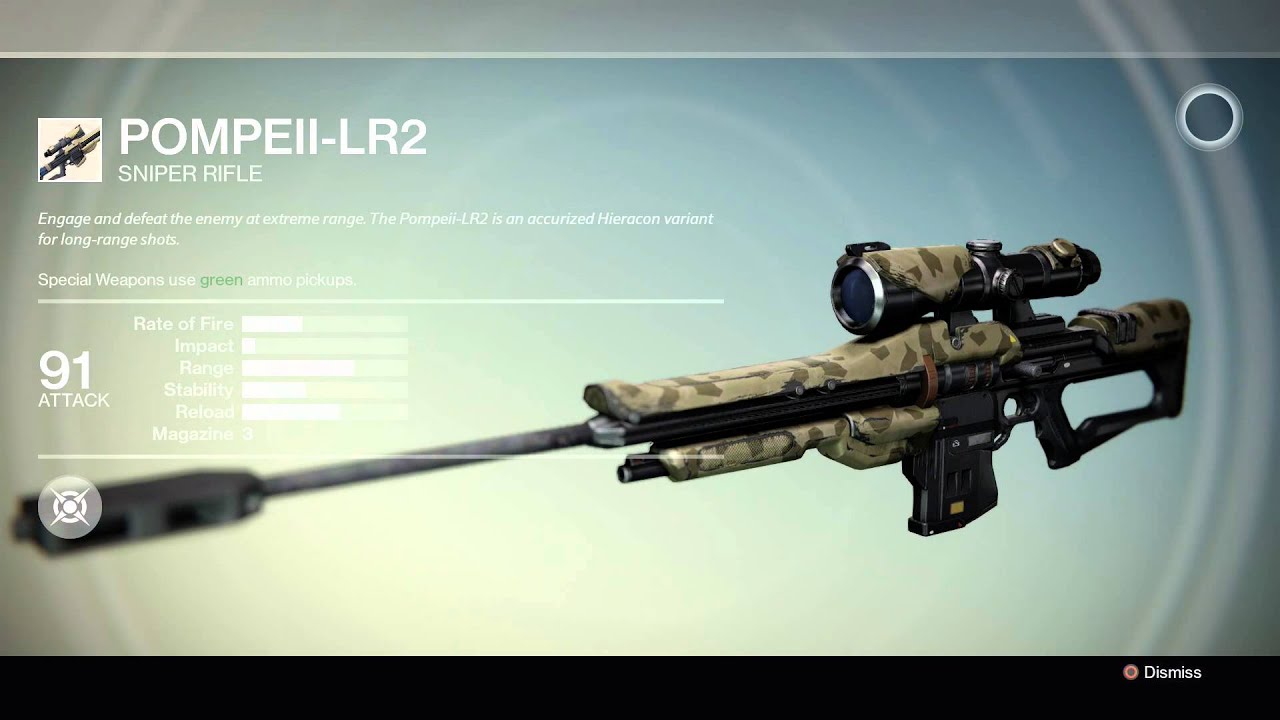 Destiny - Pompeii-LR2 (Sniper Rifle) Details & Upgrade Tree Information ...