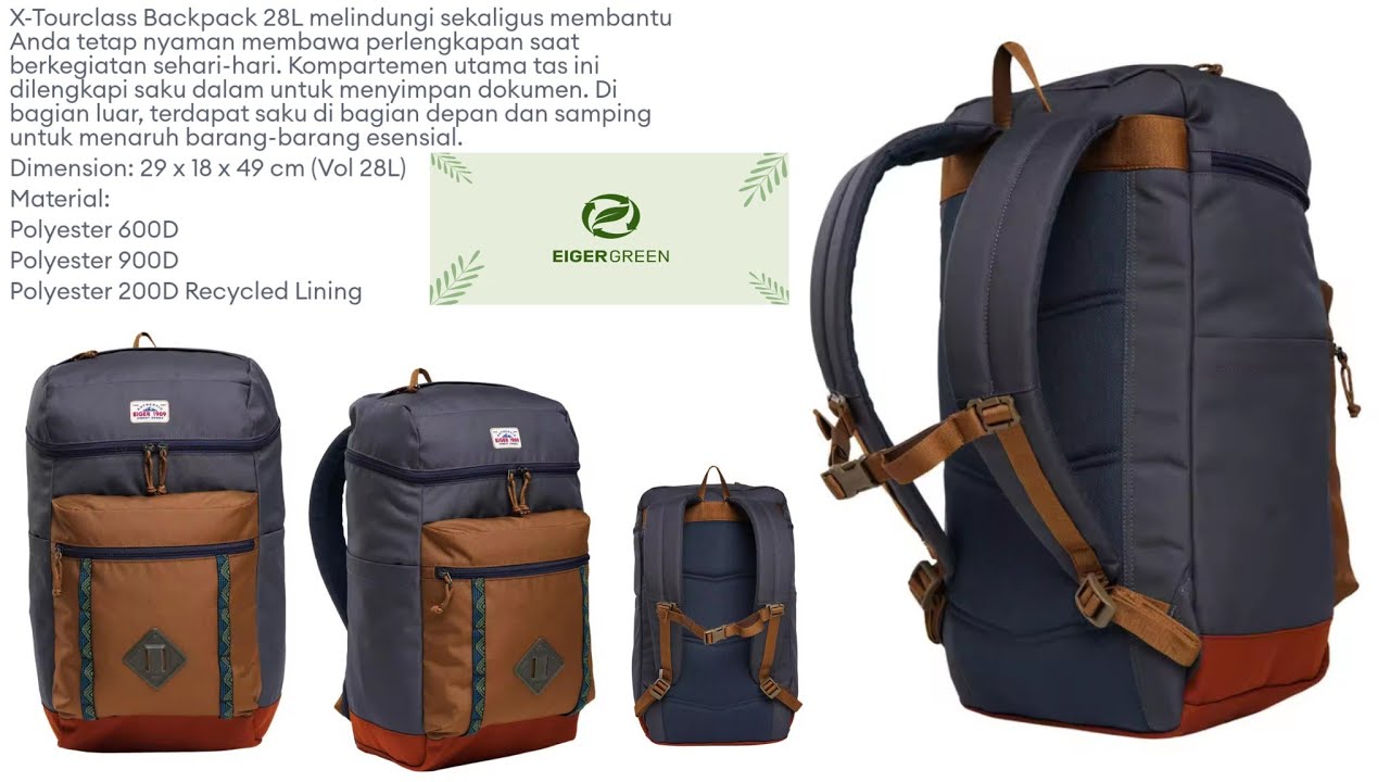 🟢 NEW EIGER X-TOURCLASS BACKPACK 28L 1989 NAVY || 910009070 | TAS ...