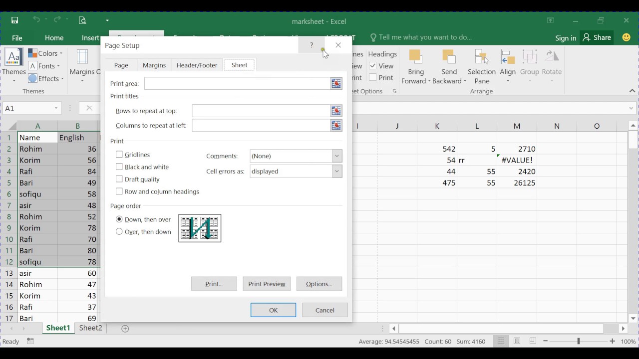 How To Print Ms Excel 2016 Youtube