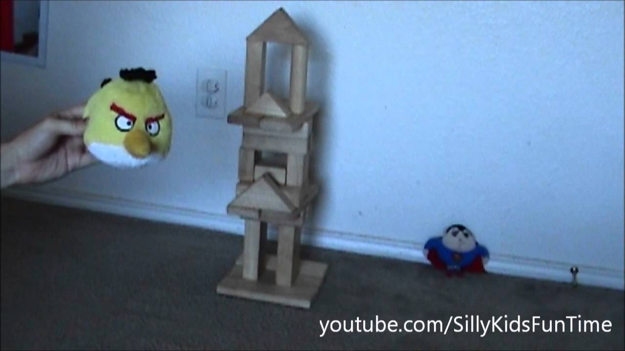 Angry Birds Building Block Knockdown - YouTube