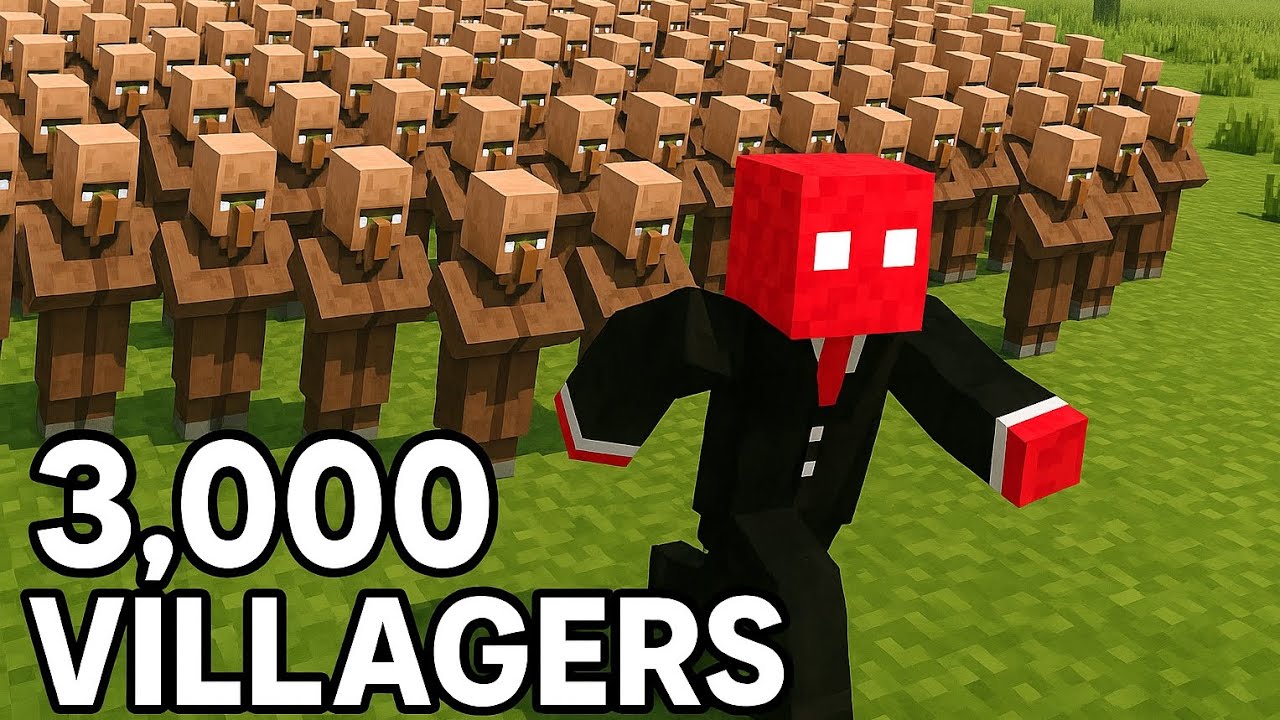 I tried to survive a 3,000 villager manhunt @GroxMC for the inspiration ...