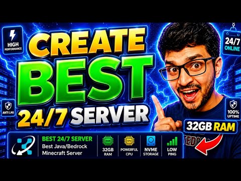 How To Make 24/7 Minecraft Server Java + PE Cracked | Best 24/7 Minecraft Server Hosting🟢