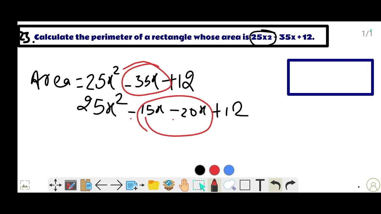 calculate the perimeter of a rectangle if area is 25 x square - 35 X ...