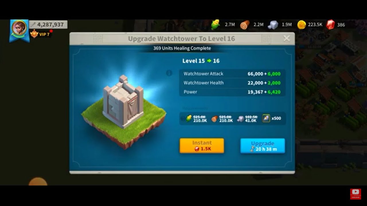 Rise of Kingdoms: WATCHTOWER UPGRADE WITH ATTACK POWER 4.2 MILLION ...