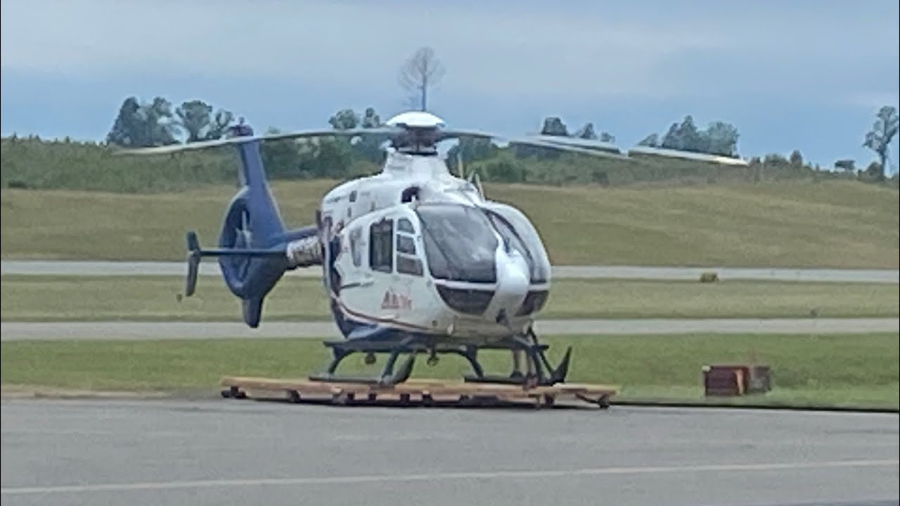 AirLife Helicopter Landing at Blue Ridge Regional Airport - YouTube