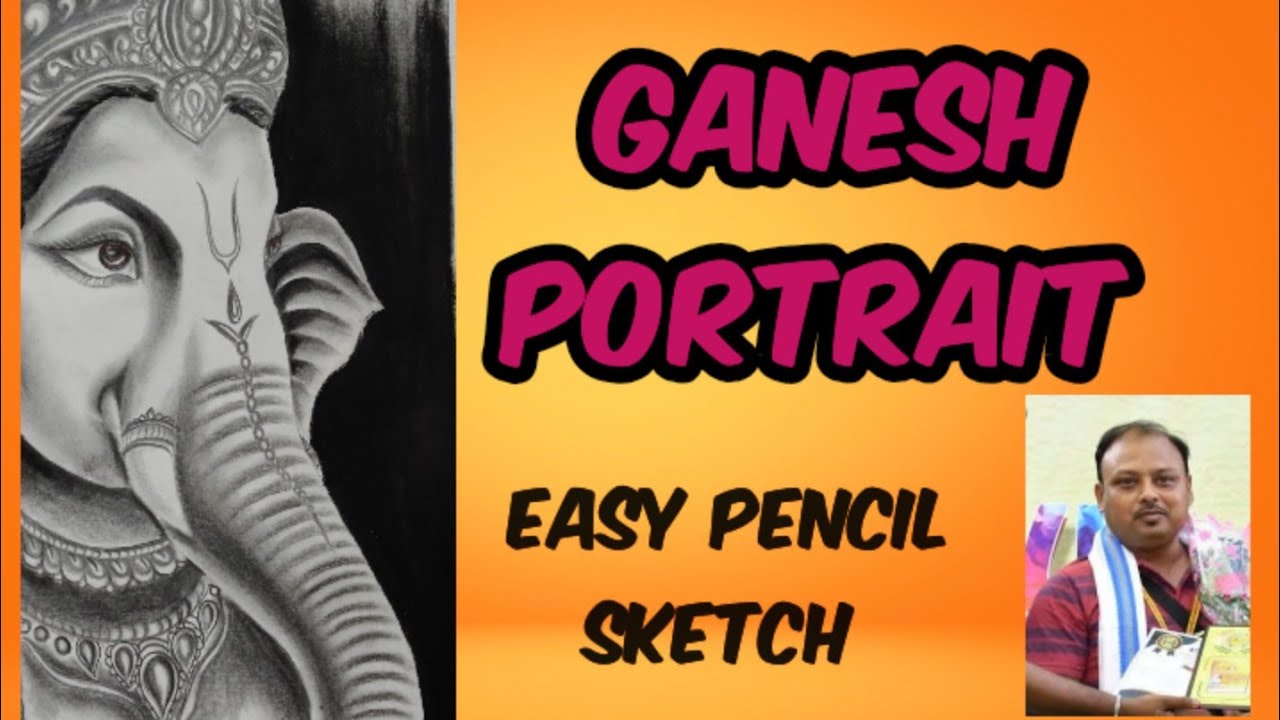Ganesh portrait with pencil sketch/Ganesh portrait/Easy pencil sketch ...
