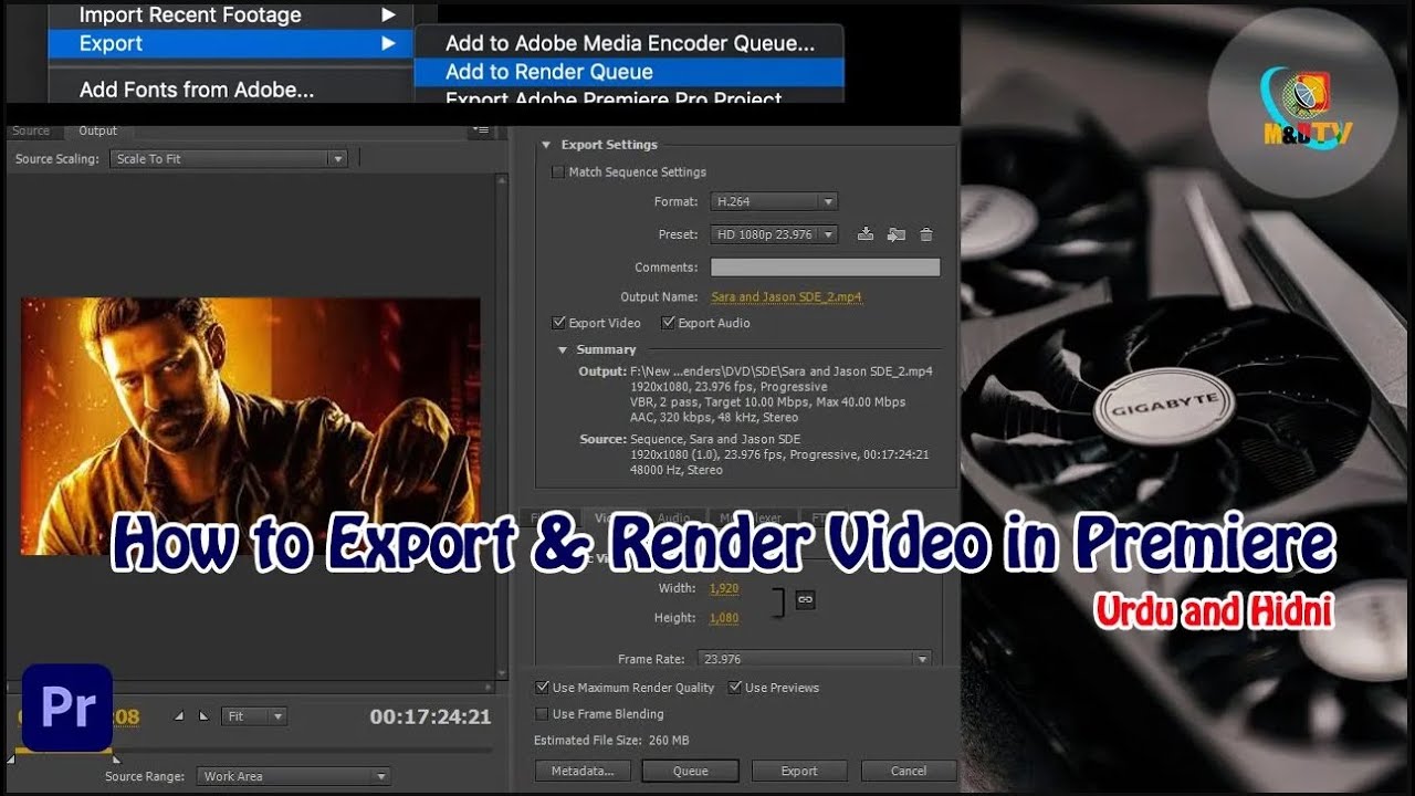 How to Export & Render for Output the Video in Premiere 2024 | Class 10 ...