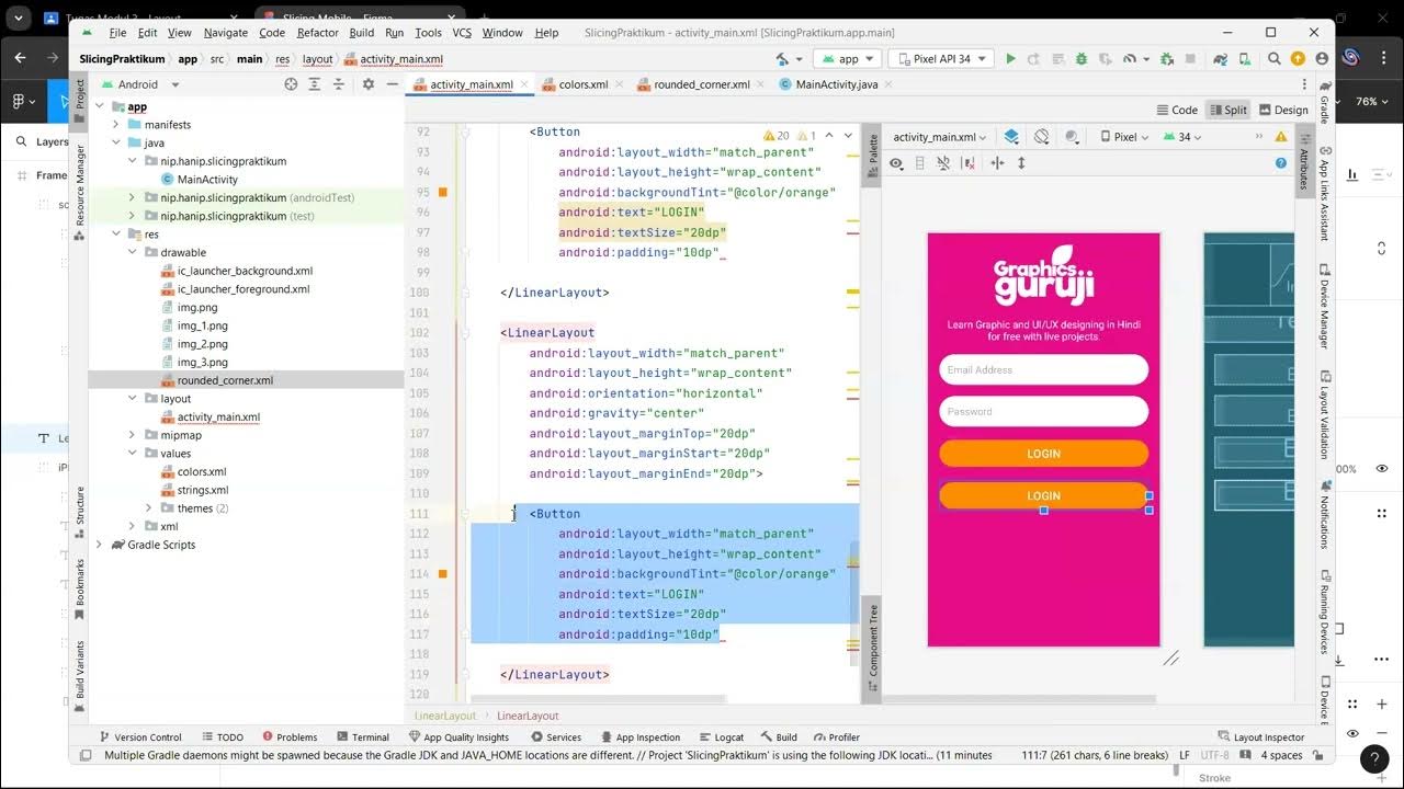 Slicing Login Page Android Studio - YouTube
