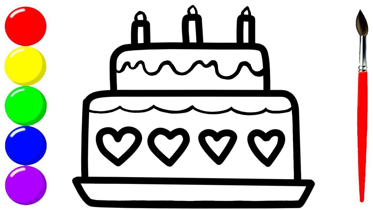 How to draw a cake for children&drawing for children - YouTube