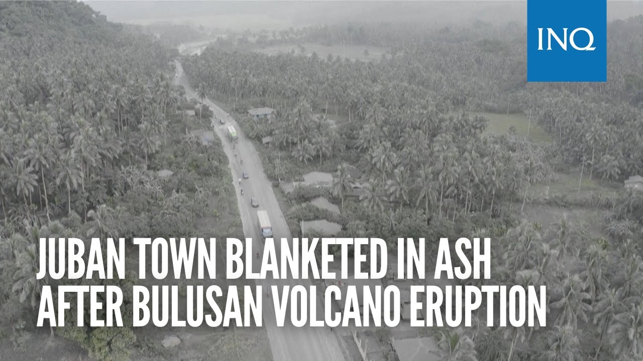 Juban town blanketed in ash after Bulusan Volcano eruption - YouTube