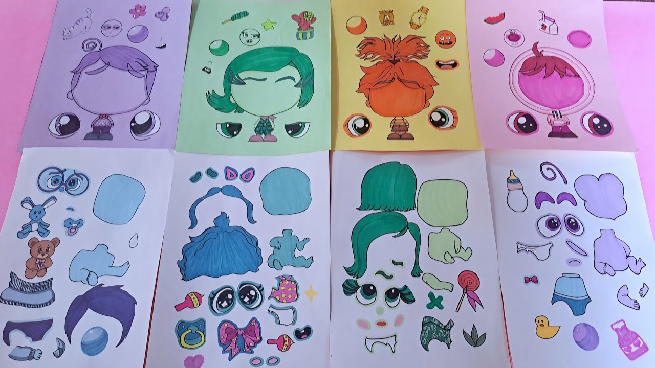 🐾Diy Sticker Book 🐾 Inside Out 2 Movie - Baby Disgust, Envy, Sadness ...