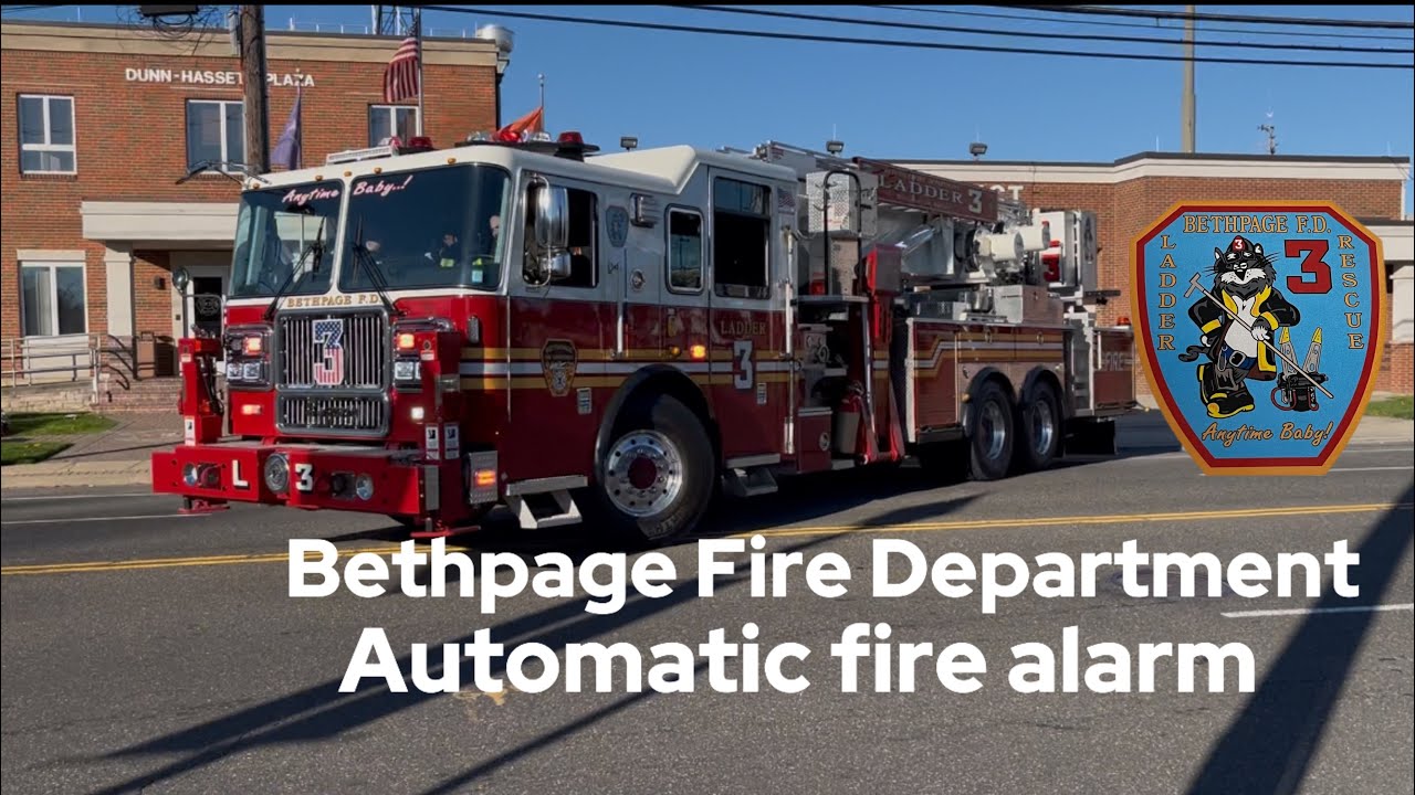 Bethpage Fire Department Ladder 3 responding to a automatic fire alarm ...
