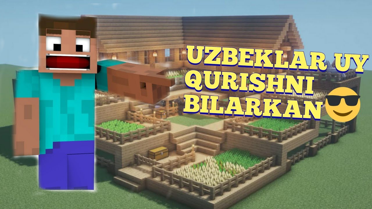 MINECRAFT UZBEK TILIDA/UYLAR QURAMIZ UZBEKCHA LETSPLAY - YouTube