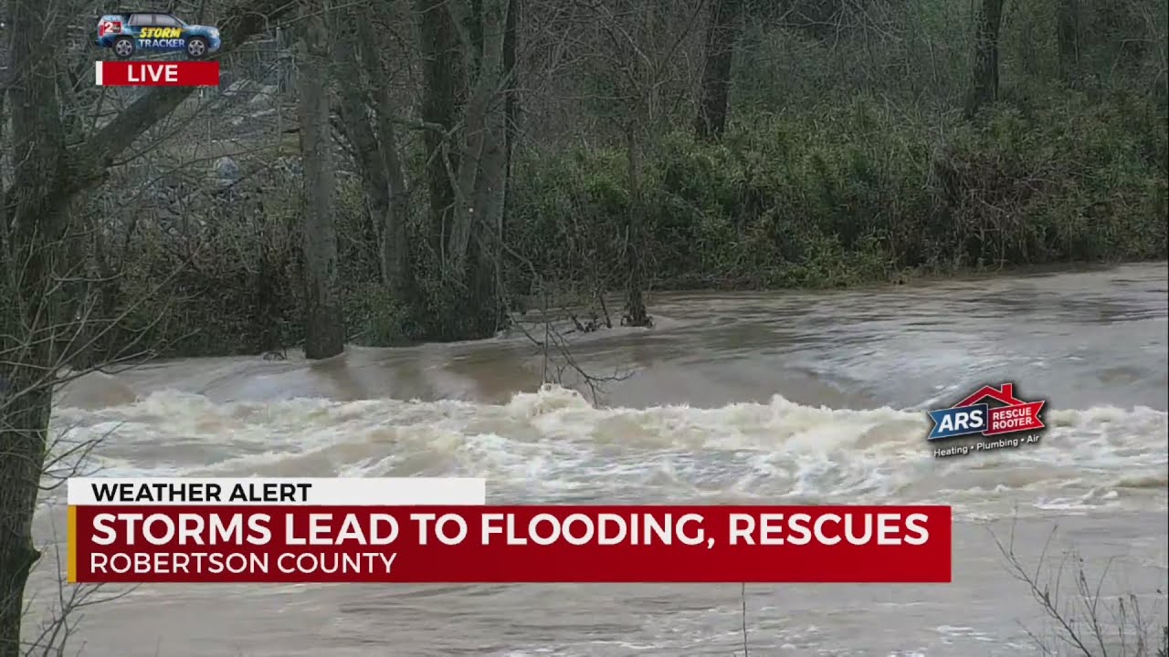 Storms lead to flooding, rescues in Robertson County - YouTube