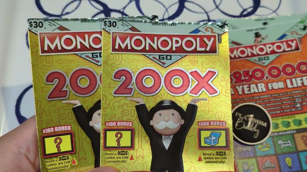 Monopoly $250,000 A Year For Life Ohio Lottery Scratch Off Tickets ...
