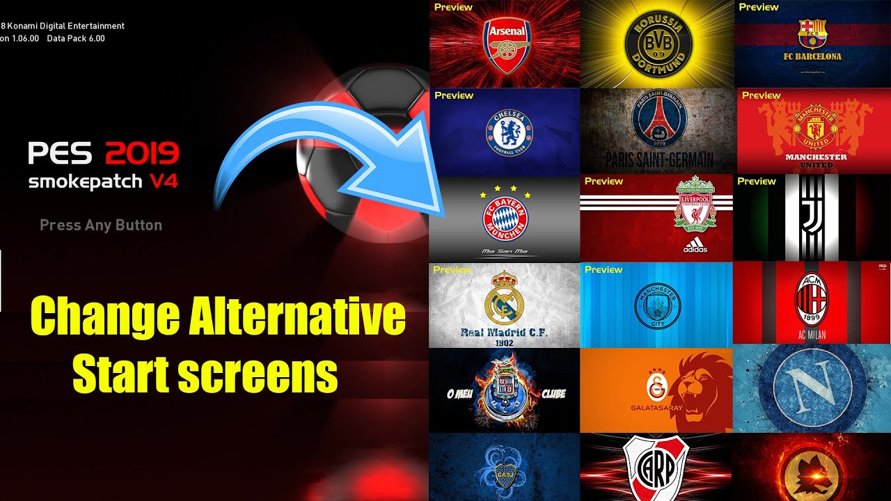 pes 2019 change Alternative Start screens from smoke patch | pes 2017 ...