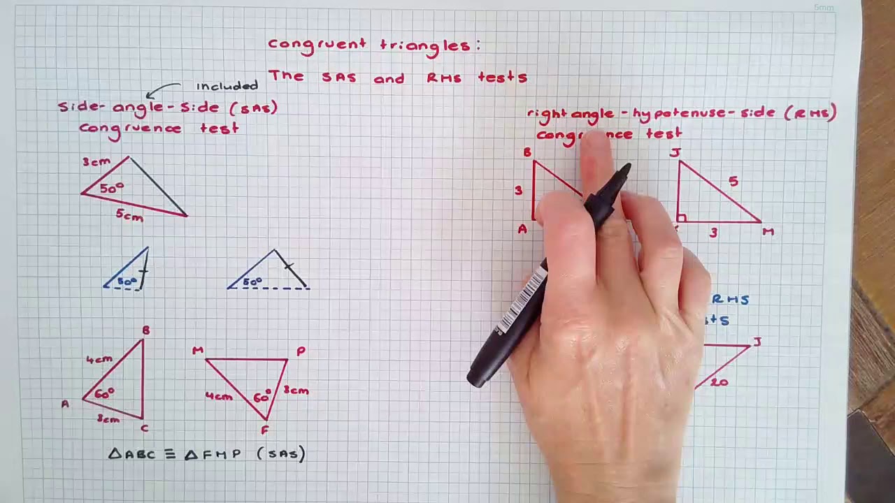 Congruent triangles The SAS and RHS tests - YouTube