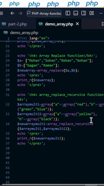 #35 PHP Array Replace cursive #WebDevelopment #phpreel #coding - YouTube
