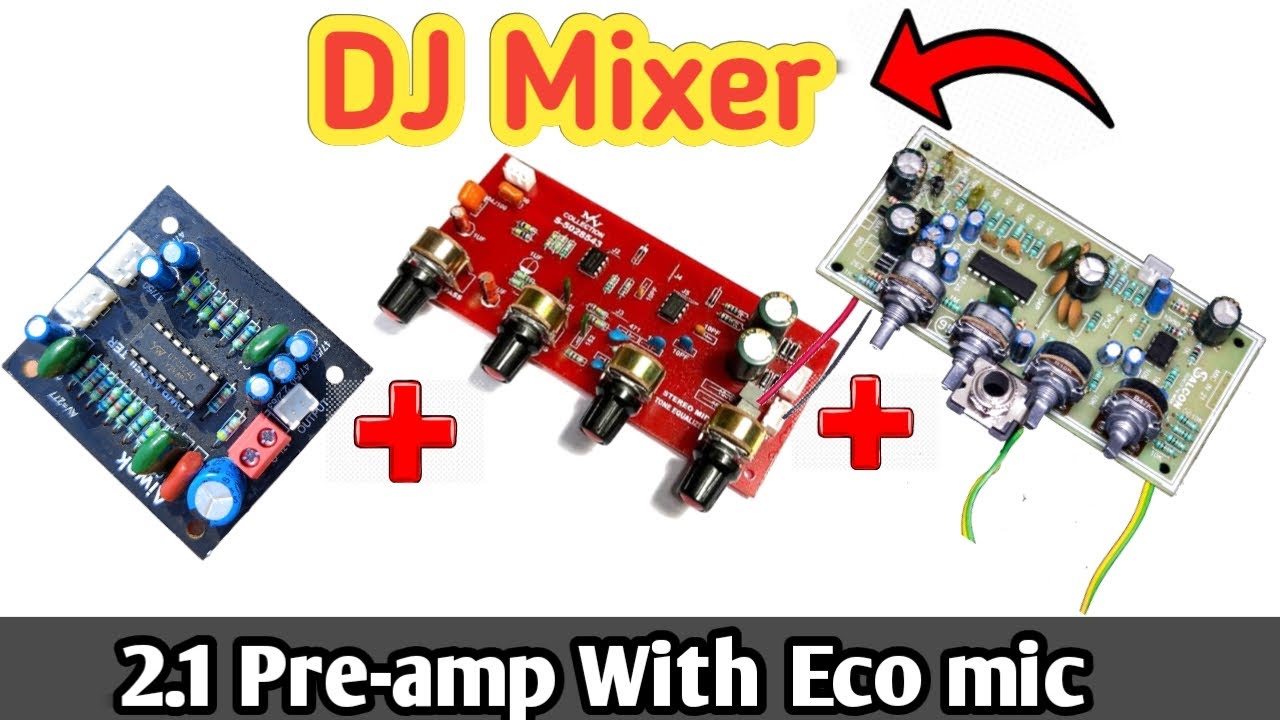 2.1 pre amplifier with Eco mic || DJ mixer board || karoke Singing mic ...