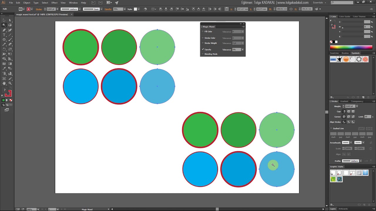 Illustrator Dersleri 5 - Illustrator Magic Wand Tool Sihirli Seçim ...