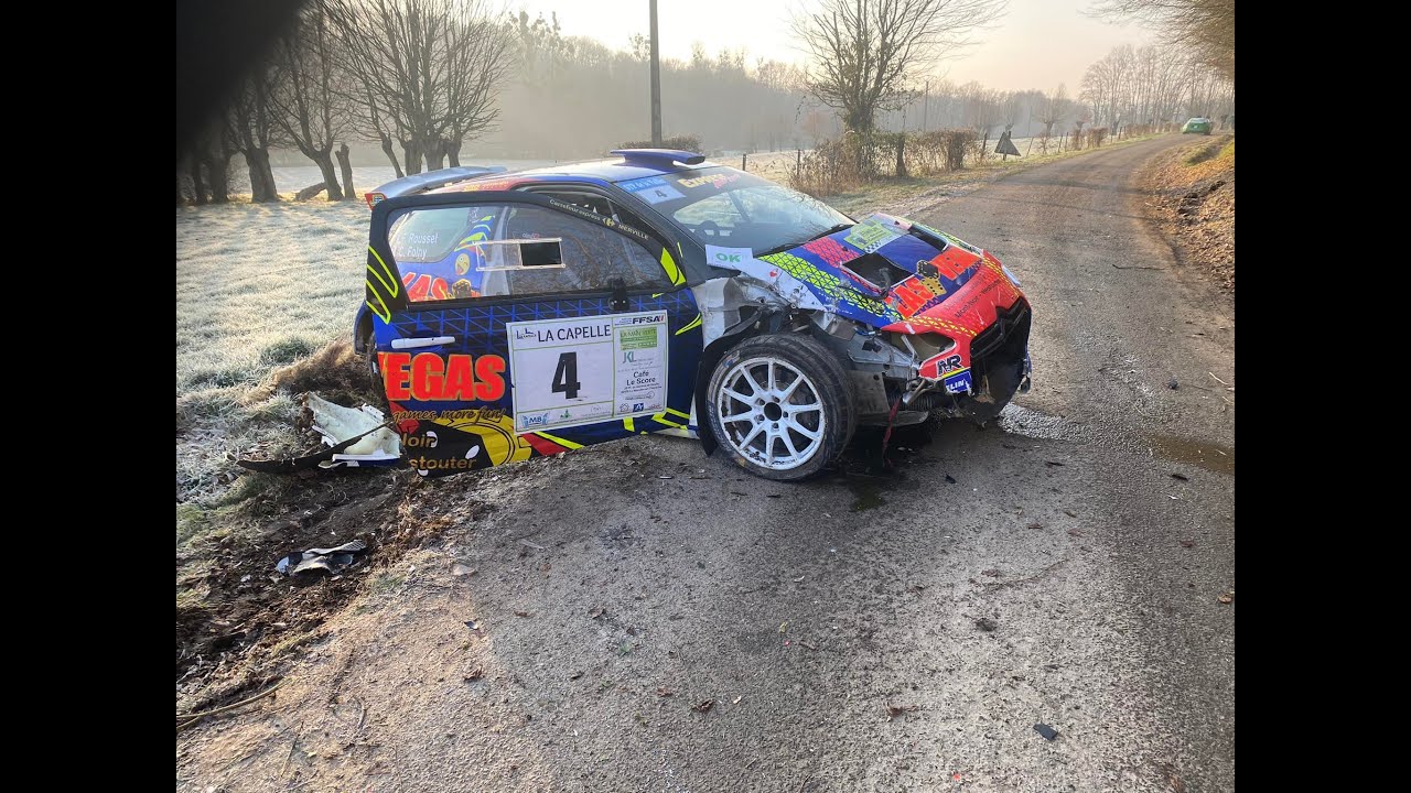 ONBOARD CRASH ES 1 Rallye des Boucles Capelloises Roussel Folny DS3 R5 ...