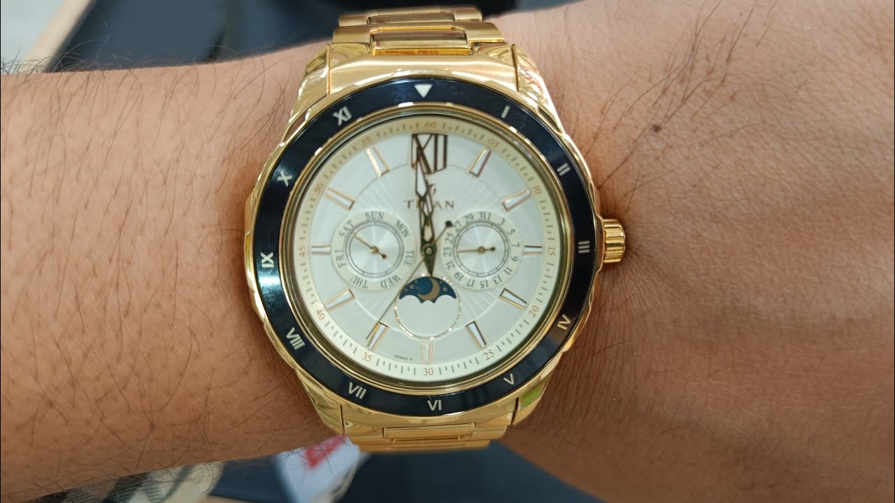 Titan Gents Golden Watch Review in Punjabi || Titan 1688km01 ...