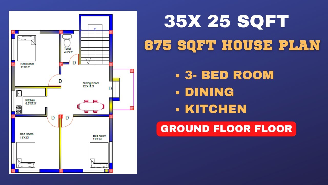 875 SQFT House Plan - YouTube