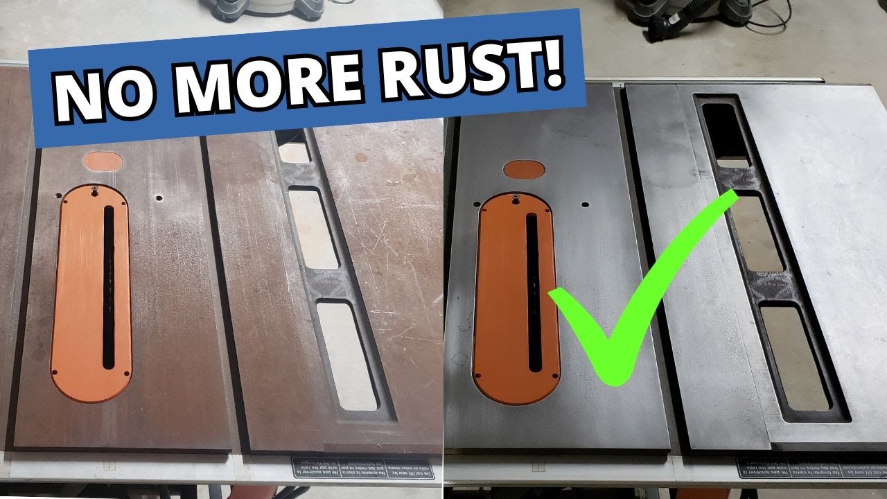 CLEANUP YOUR RUSTY TABLE SAW (simple method with no harsh chemicals or ...