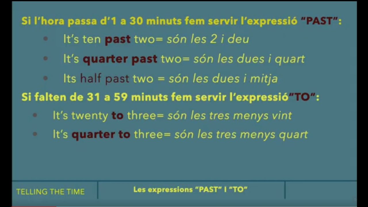 CI2A_Telling the time: "past" - "to" - YouTube