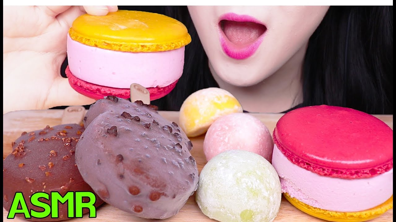 Asmr Chocolate Ice Cream Mochi Macaron 초콜릿 아이스크림 스노우 모찌 마카롱 아이스크림
