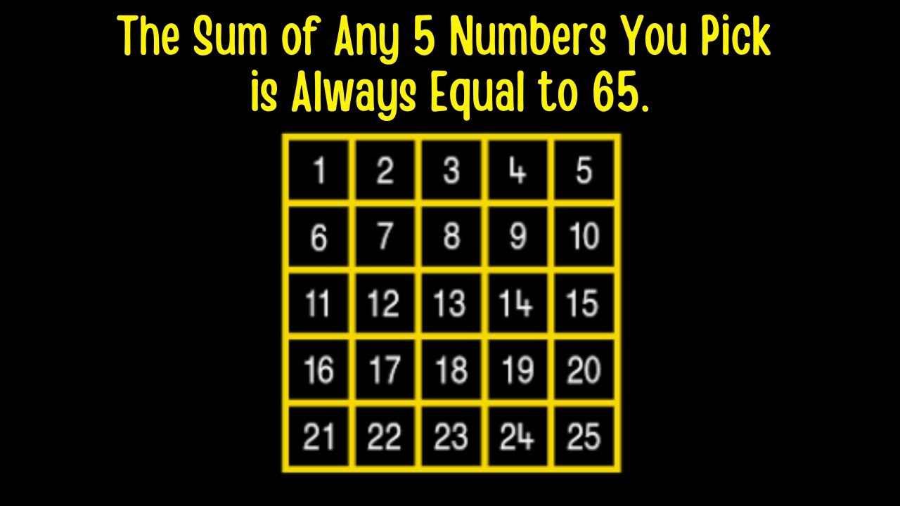 The Sum of the 5 Numbers You Pick is Always Equal to 65. - YouTube