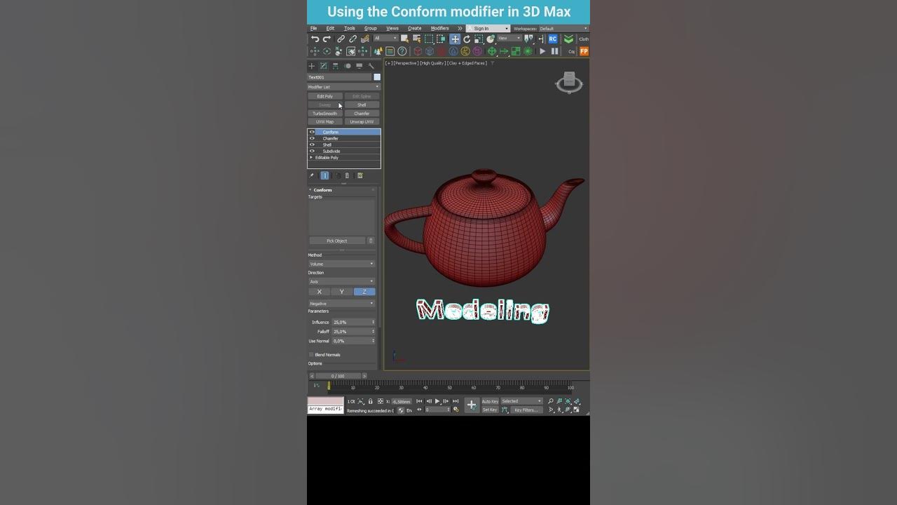 Mastering the Conform Modifier: Wrapping 3D Text Around Objects in 3ds Max #shorts #3dsmax - YouTube