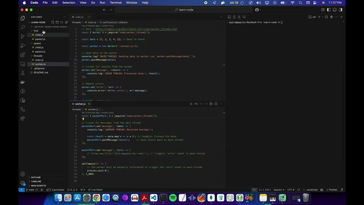 learn node - fork, spawn and worker threads - YouTube