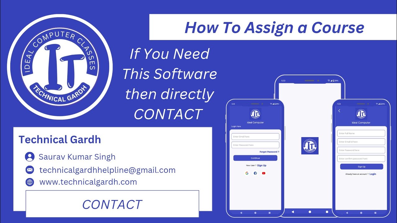 How To Assign A Course - Technical Gardh - Computer Institute Software - YouTube