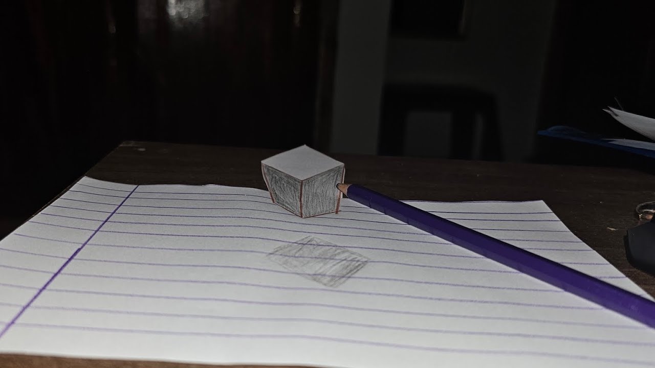 how to draw a floating cube 3d - YouTube