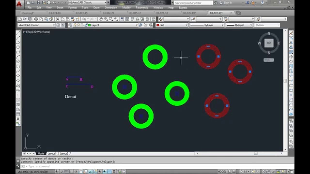 เริ่มต้นการเขียนแบบ v4 donut AutoCAD 2014 - YouTube