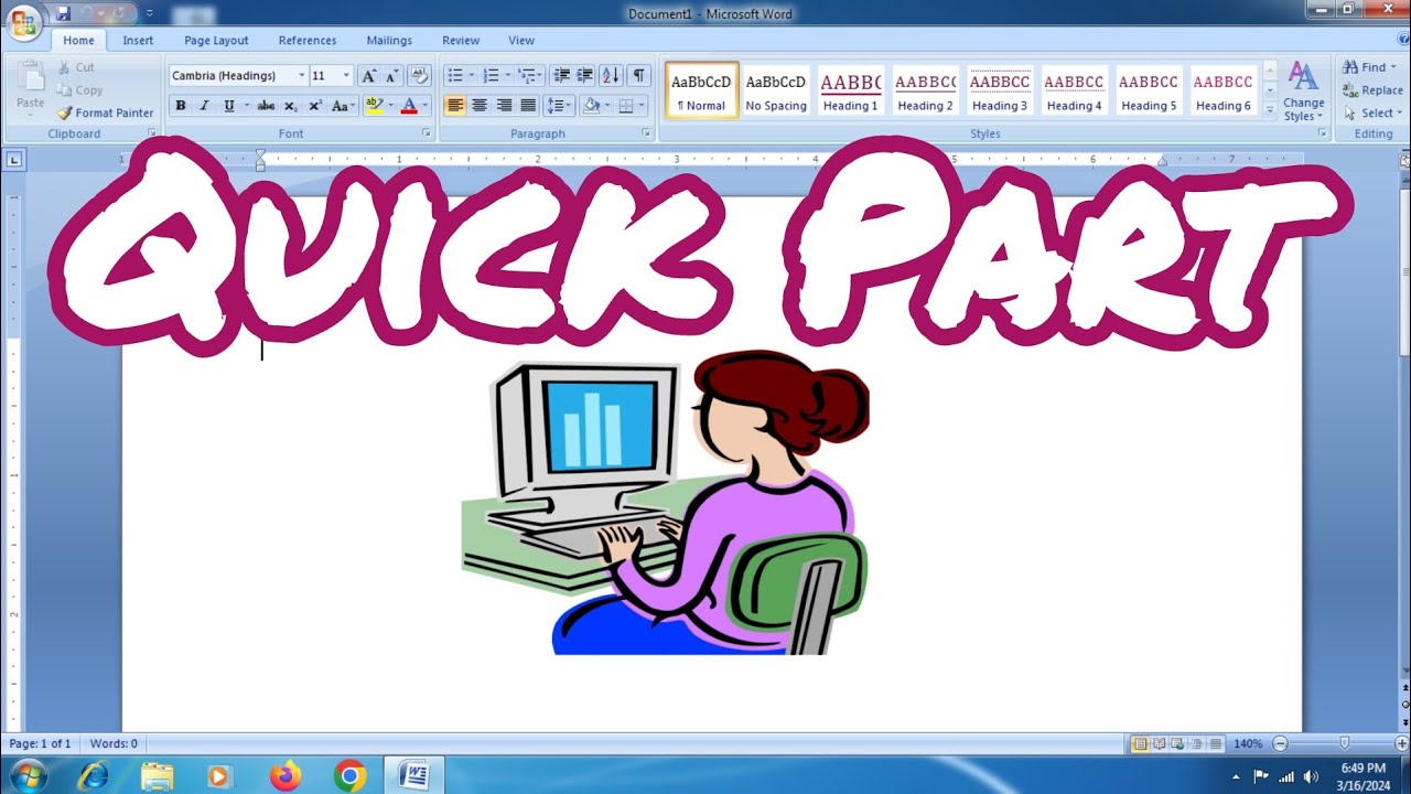 MS-WORD -Part(14) Quick parts #computer #msword #basiccomputer - YouTube