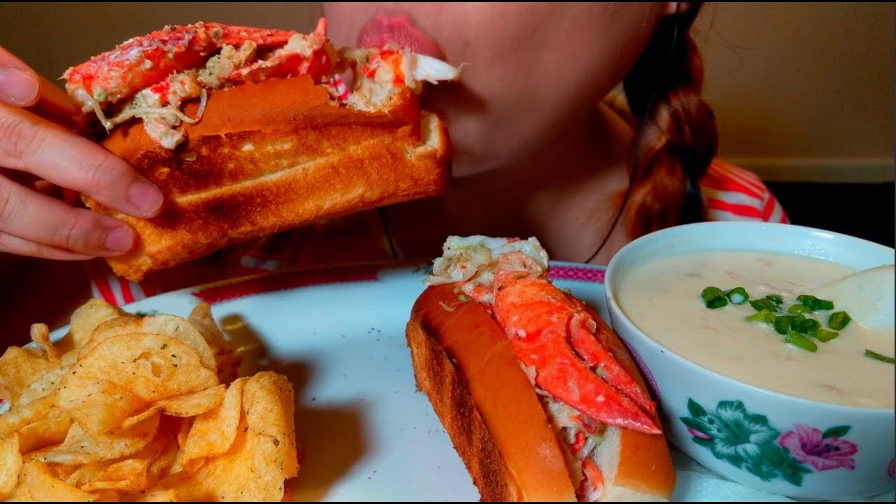 ASMR Best Maine Lobster Roll + Clam Chowder + Kettle Chips 먹방 *No ...