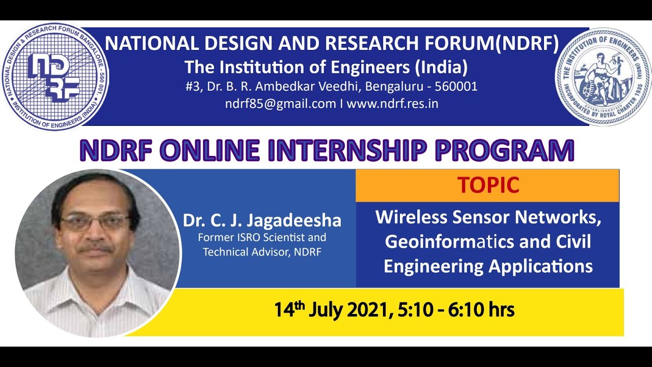 NDRF Online Internship 14 July 2021 - Dr. C. J. Jagadeesha (CSE, EE, EEE, ECE, ETE) - YouTube