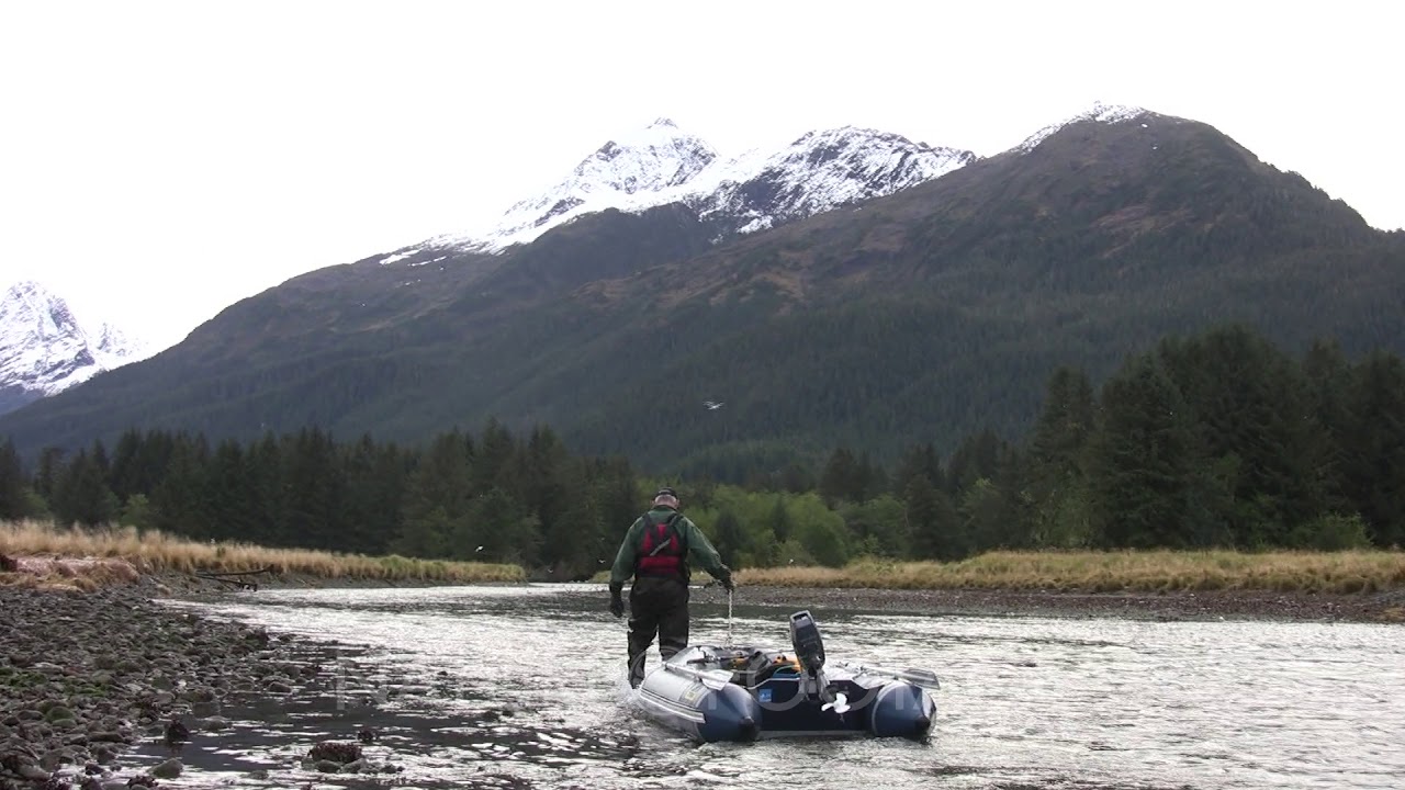 Hiker/Hunter Pulling A Raft Up A Stream - YouTube