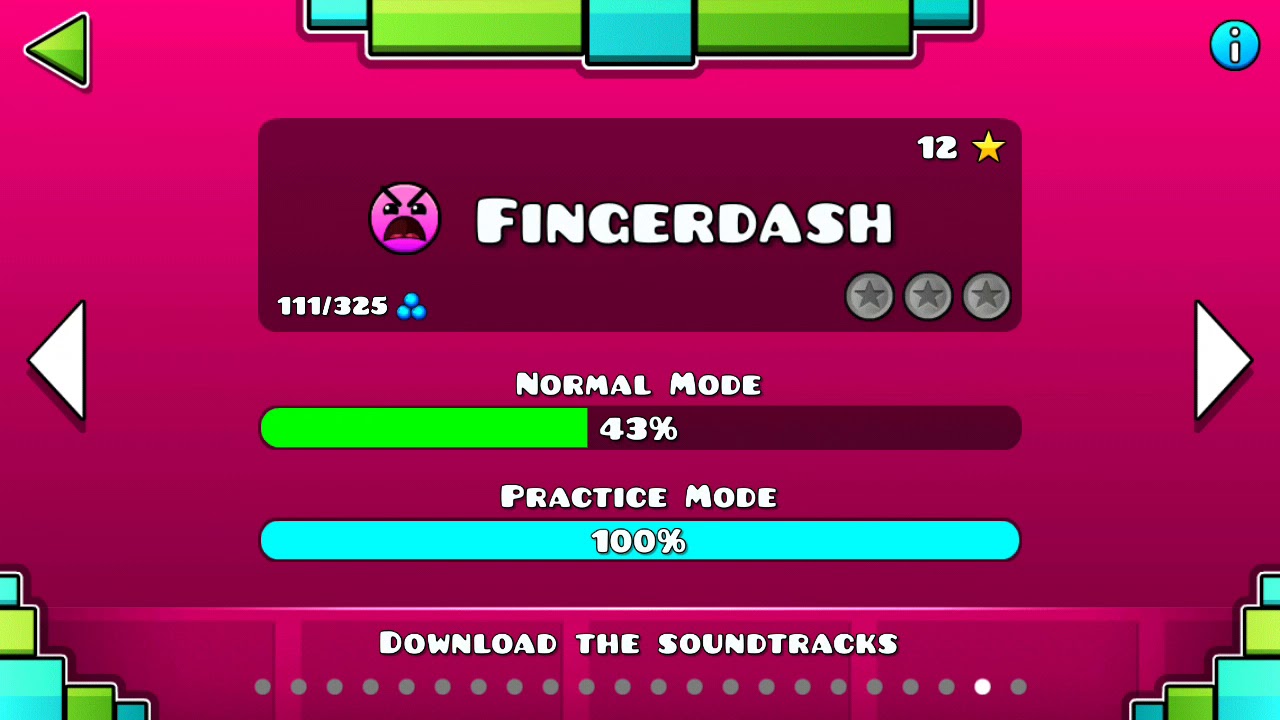Geometry dash fingerdash gameplay unfinished - YouTube