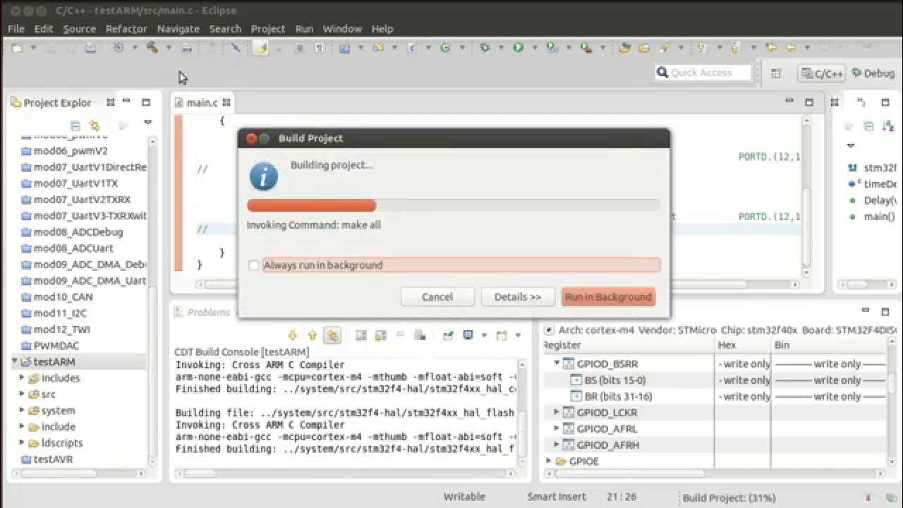 Getting started ARM cortex M4 STM32 with Eclipse - Debugger OpenOCD (3/4) - YouTube