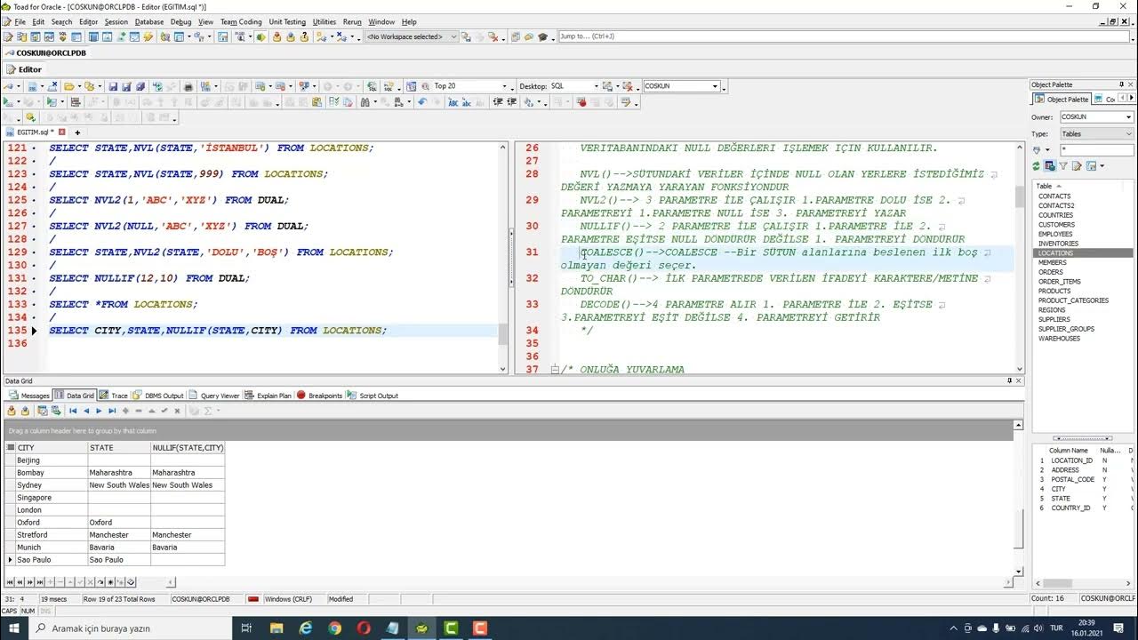 10-Oracle PL/SQL GENEL FONKSİYONLAR - YouTube