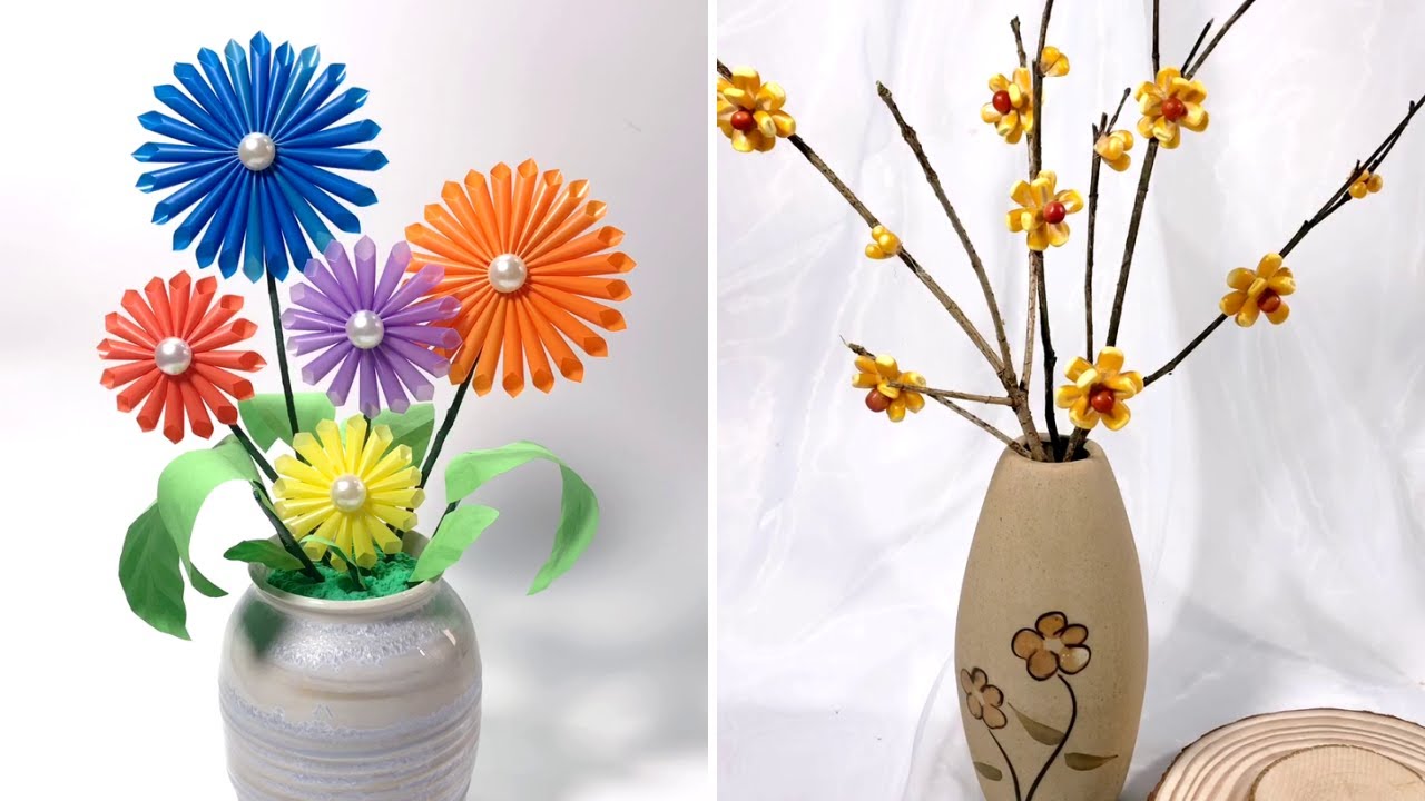 8+ Easy Flower Vase Home Decor Crafts to Make || Beautiful DIY Flower ...