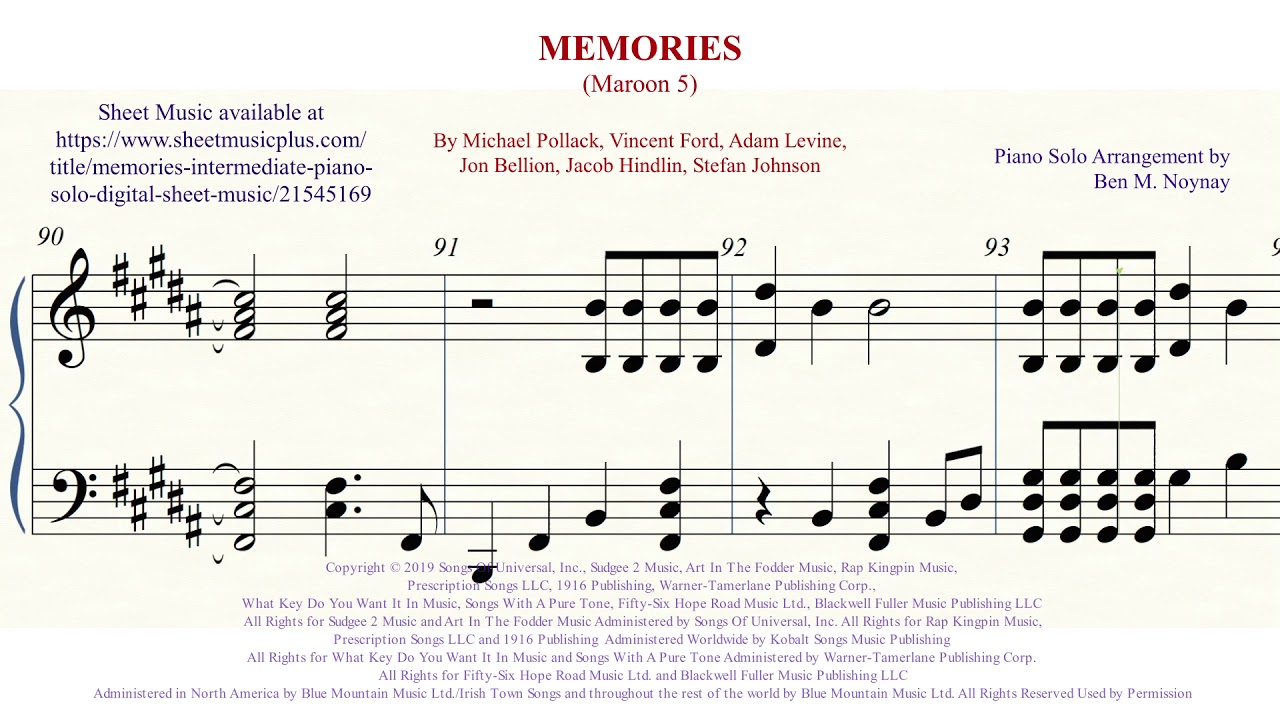 Memories - Piano Solo - Intermediate - YouTube