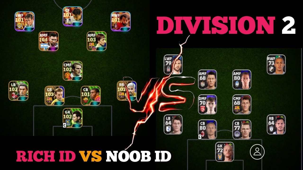 RICH ID VS NOOB ID in efootball || DIVISION 2 || Rank Match - YouTube