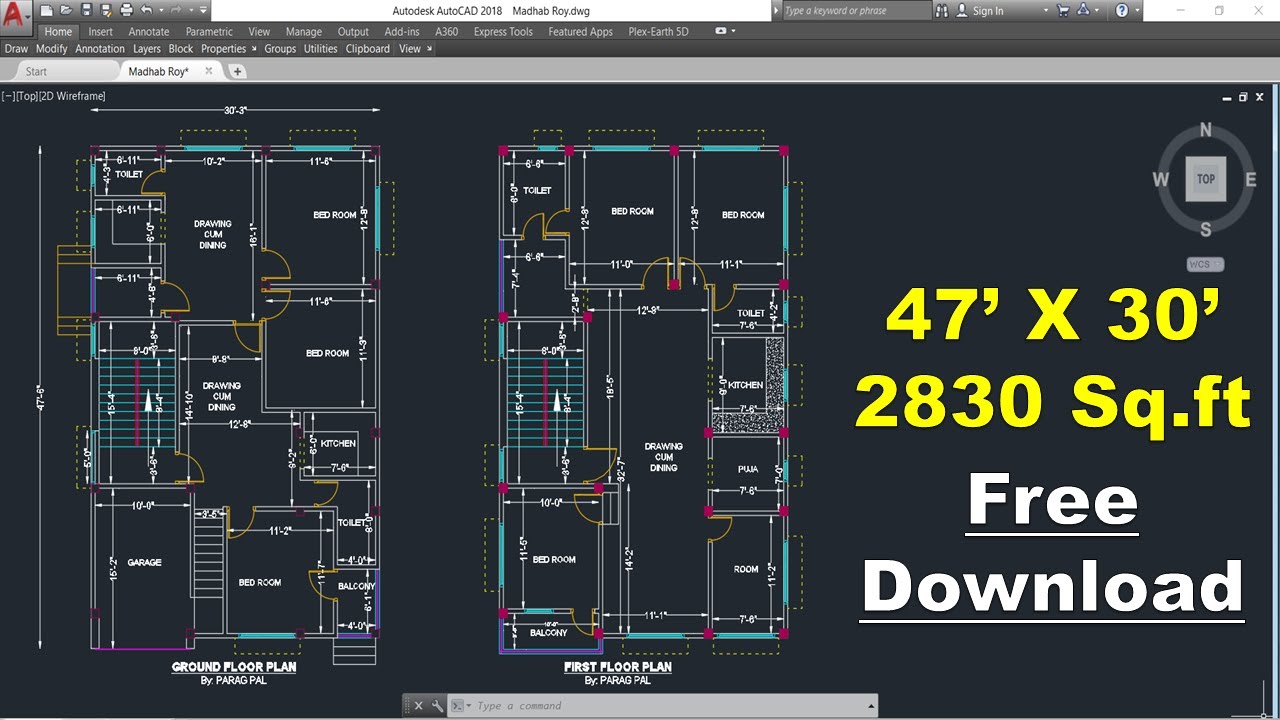 47 X 30 House Plan with Estimate Free Download - YouTube