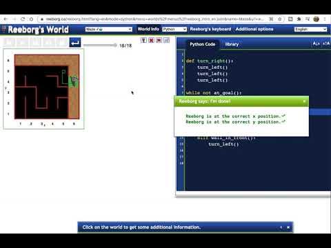 Reeborg's World's coding challenge - YouTube